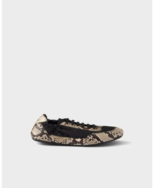 Prada Collapse Re-nylon And Ayers Leather Sneakers - Black
