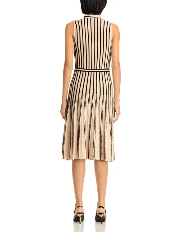 Misook Stripe V-neck Ribbed Knit Dress