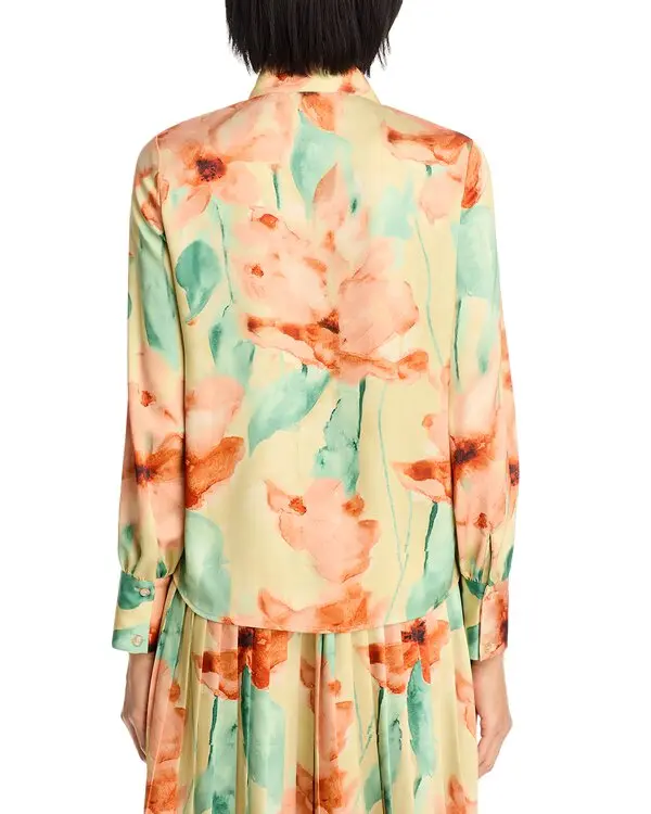 Misook Floral Print Crepe De Chine Blouse