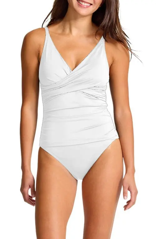 Tommy Bahama Cross Front Upf 50+ One-piece Swimsuit - White