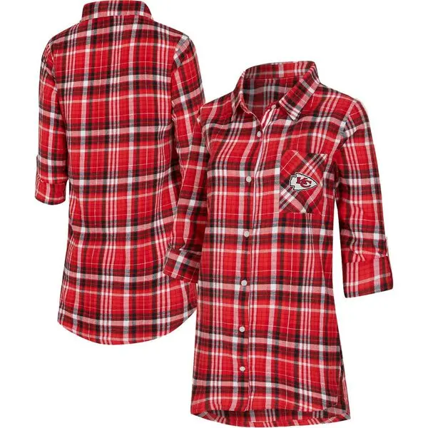 CONCEPTS SPORT Kansas City Chiefs Laney Plaid Tri-blend Nightshirt - Red