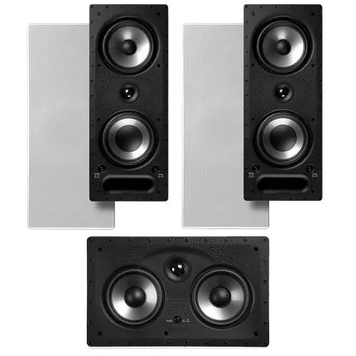 POLK AUDIO 265-rt 3 Way Vanishing In Wall Speakers And 255c-rt Center Channel Speaker Bundle - White