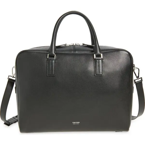 TOM FORD Grained Leather Padlock Briefcase - Black