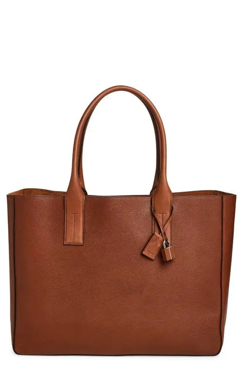 TOM FORD Grained Leather East/west Tote - Brunette