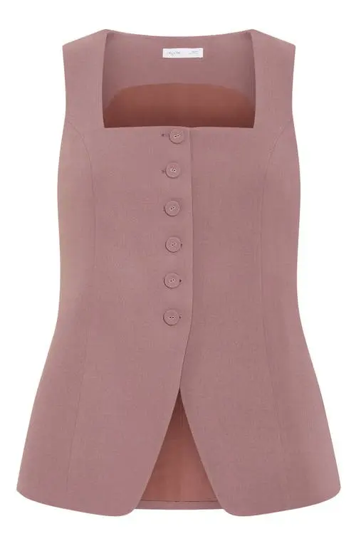 City Chic Button-front Vest - Cinnamon