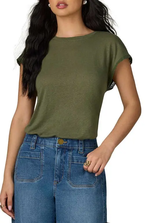 Wit & Wisdom Crochet Cap-sleeve Tee - Celadon