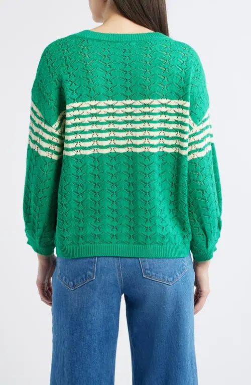 Wit & Wisdom Pointelle Stripe Sweater