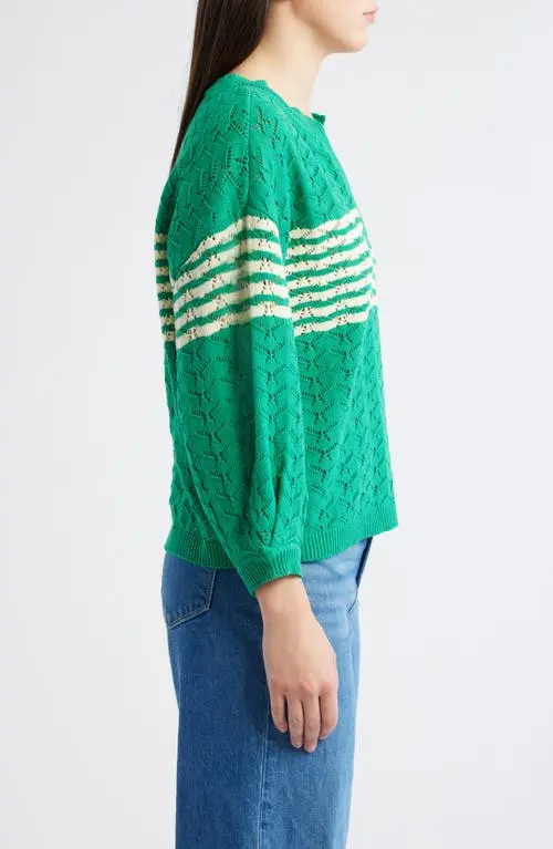 Wit & Wisdom Pointelle Stripe Sweater