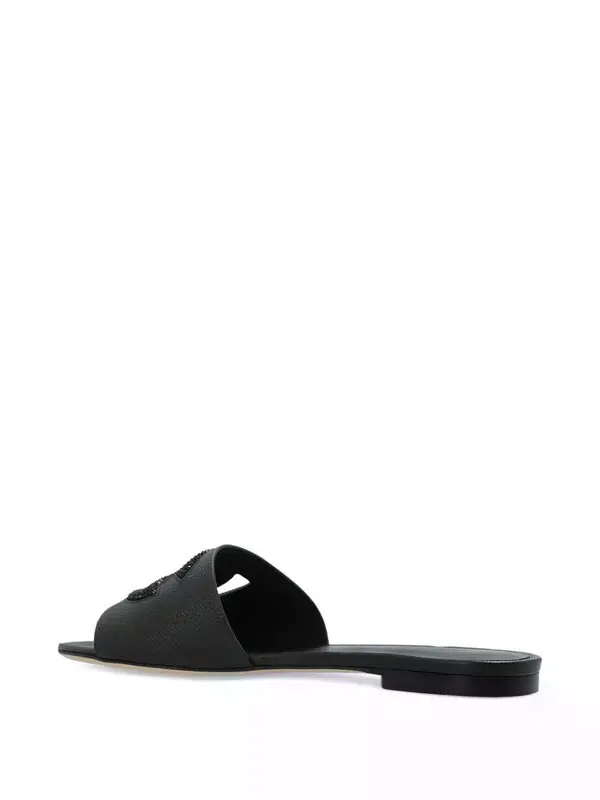 Dolce & Gabbana Logo-lettering Flat Sandals - Black
