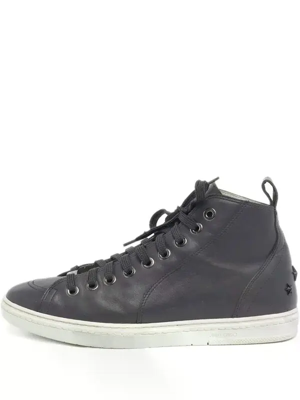 JIMMY CHOO High-top Leather Lace-up Sneakers With Star Detail