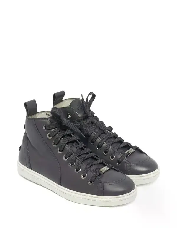 JIMMY CHOO High-top Leather Lace-up Sneakers With Star Detail