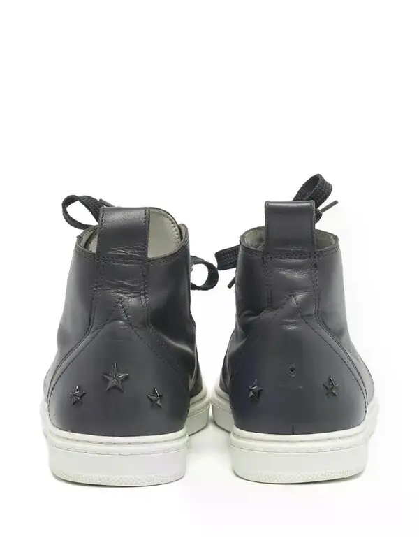 JIMMY CHOO High-top Leather Lace-up Sneakers With Star Detail