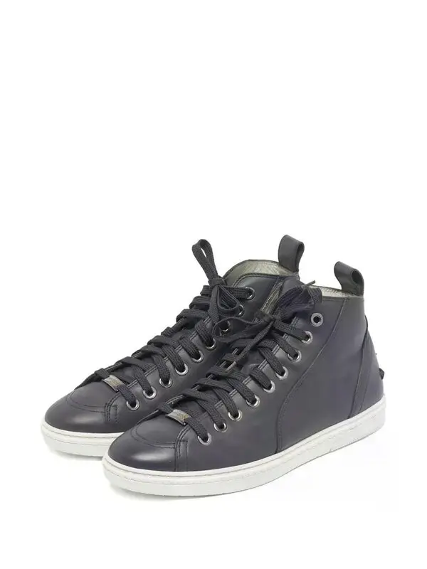 JIMMY CHOO High-top Leather Lace-up Sneakers With Star Detail