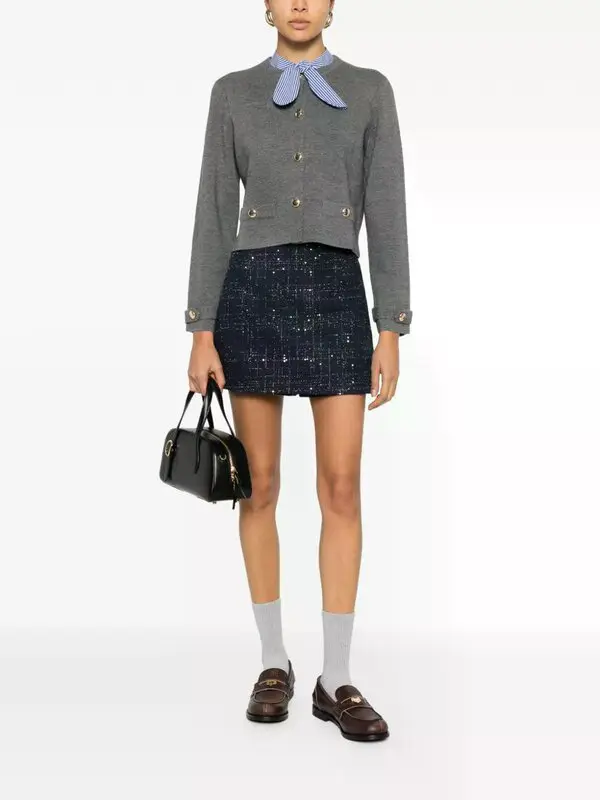 Maje Sequin Embellished Plaid Skort - Black