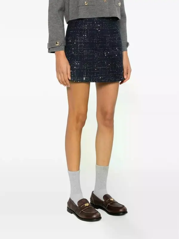 Maje Sequin Embellished Plaid Skort - Black