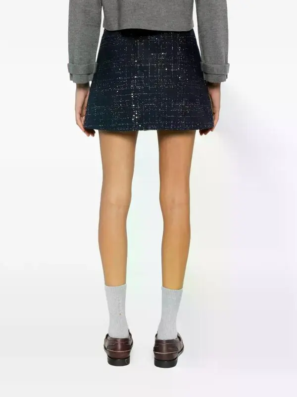 Maje Sequin Embellished Plaid Skort - Black