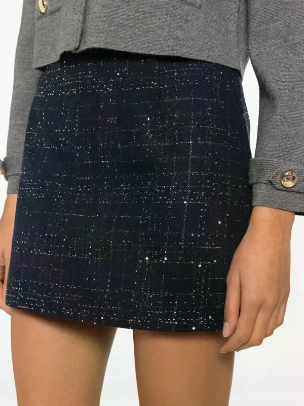 Maje Sequin Embellished Plaid Skort - Black