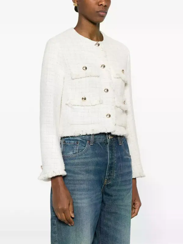 Maje Cropped Tweed Jacket With Gold-tone Buttons