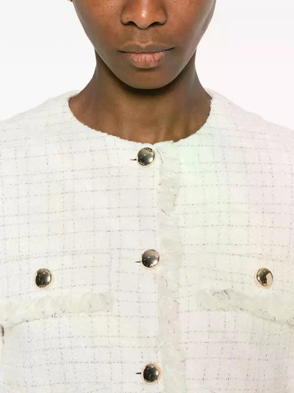 Maje Cropped Tweed Jacket With Gold-tone Buttons