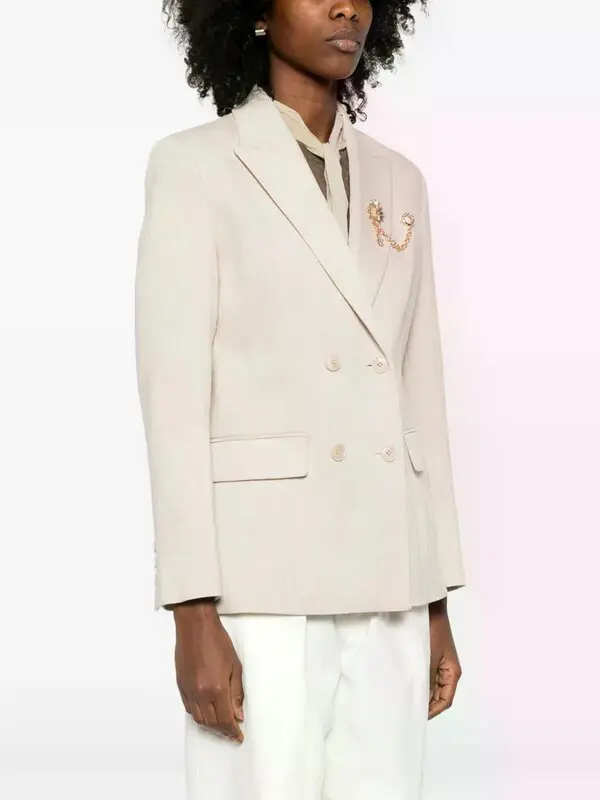 Maje Embellished Double-breasted Blazer - Neutrals