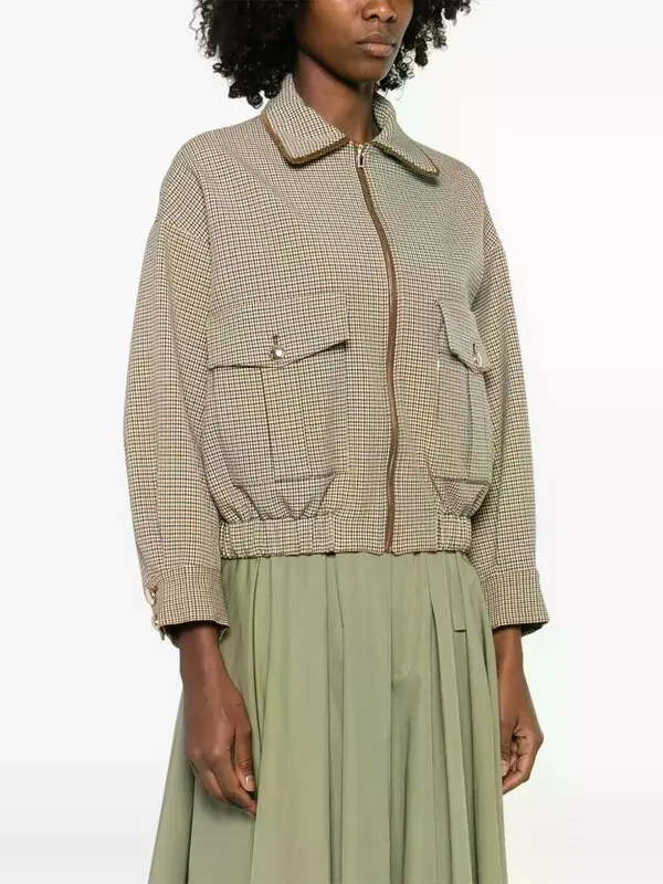 Maje Checked Pockets Bomber Jacket - Brown