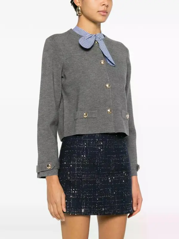 Maje Cropped Cardigan With Removable Lavallière Collar