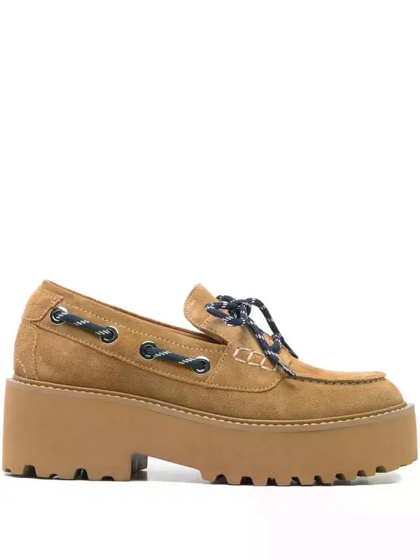 Maje Suede Platform Boat Shoes