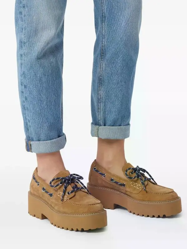 Maje Suede Platform Boat Shoes