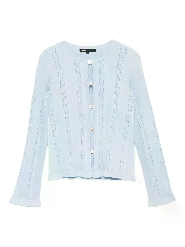 Maje Openwork Knit Cardigan Set With Frilled Trim
