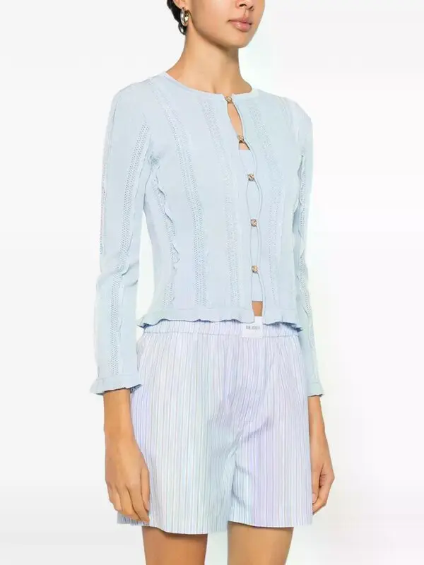Maje Openwork Knit Cardigan Set With Frilled Trim