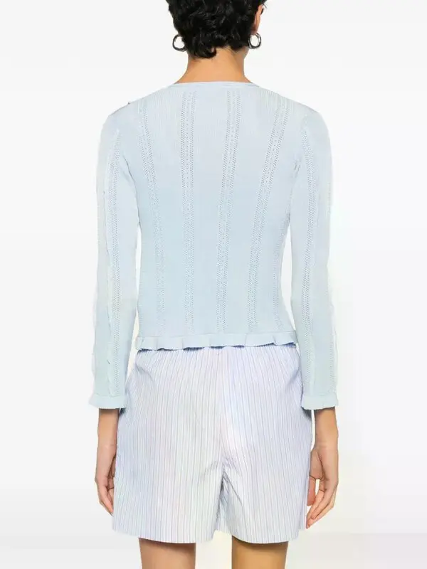 Maje Openwork Knit Cardigan Set With Frilled Trim