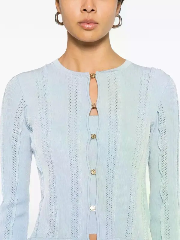 Maje Openwork Knit Cardigan Set With Frilled Trim