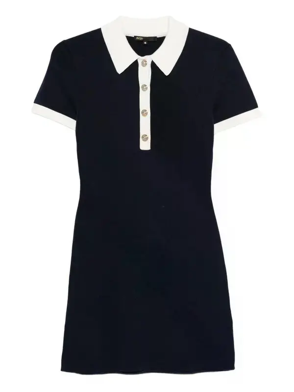 Maje Rib Knit Polo Mini Dress With Contrasting Collar And Gold-tone Buttons