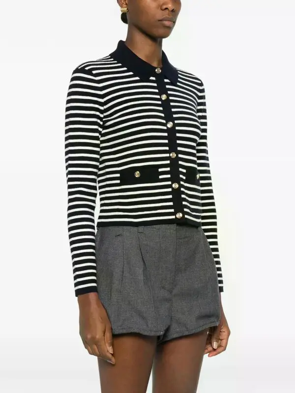 Maje Striped Button Cardigan - Blue