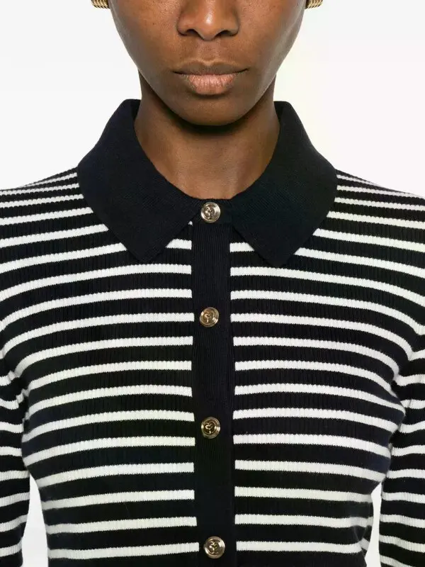 Maje Striped Button Cardigan - Blue