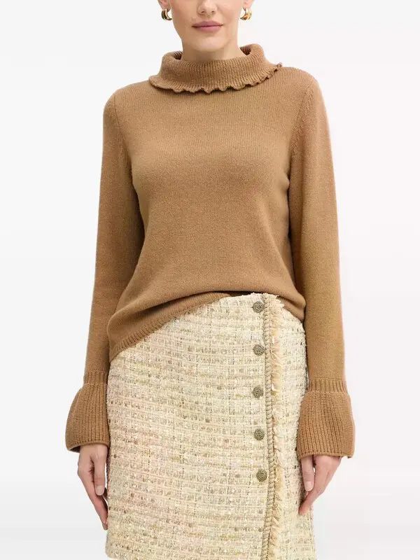 Luisa Spagnoli Knitted Sweater With Ruffled Collar And Bell Cuffs