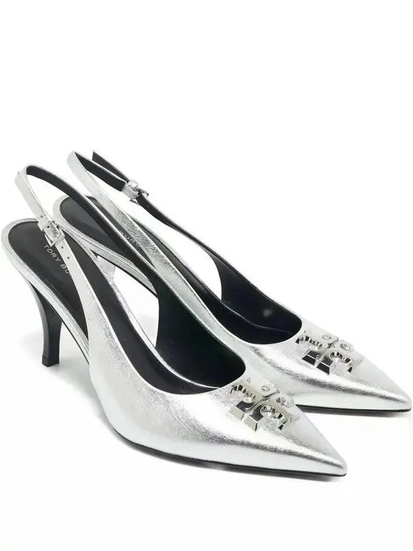 Tory Burch 110mm Eleanor Leather Pumps - Silver