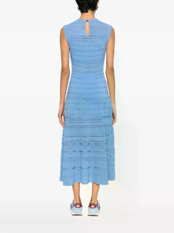 Maje Openwork Knitted Midi Dress With Geometric Patterns