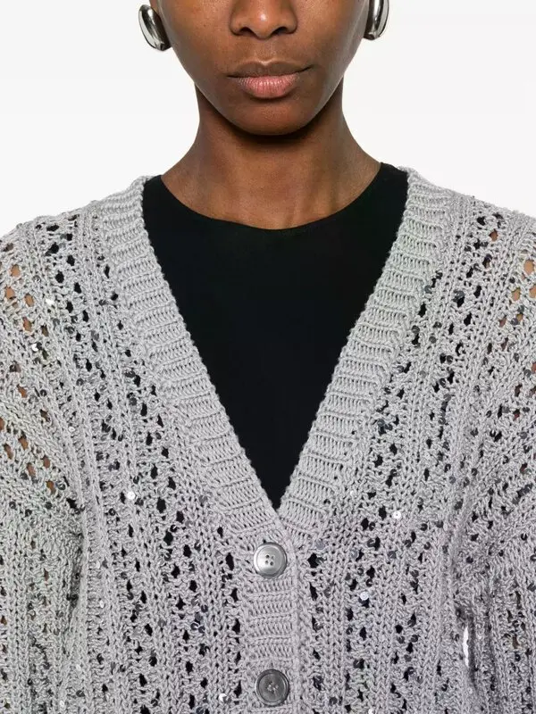 Peserico Sequin-embellished Button Cardigan