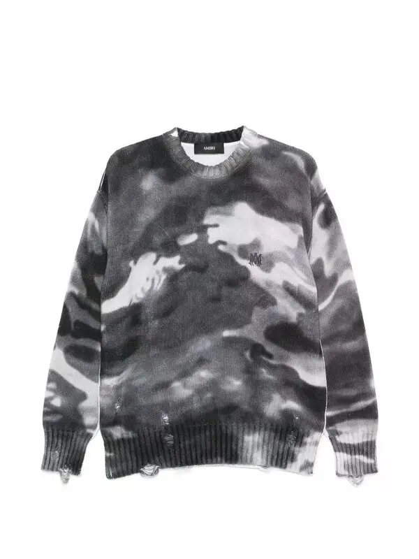 Amiri Camouflage Distressed Sweater