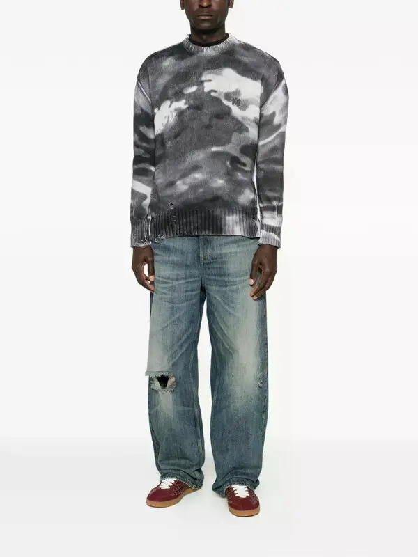 Amiri Camouflage Distressed Sweater