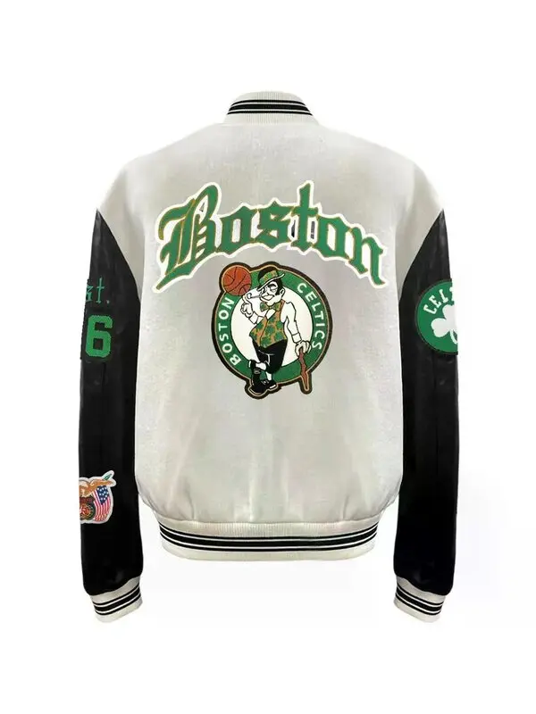 JEFF HAMILTON Boston Celtics Leather Bomber Jacket - Neutrals