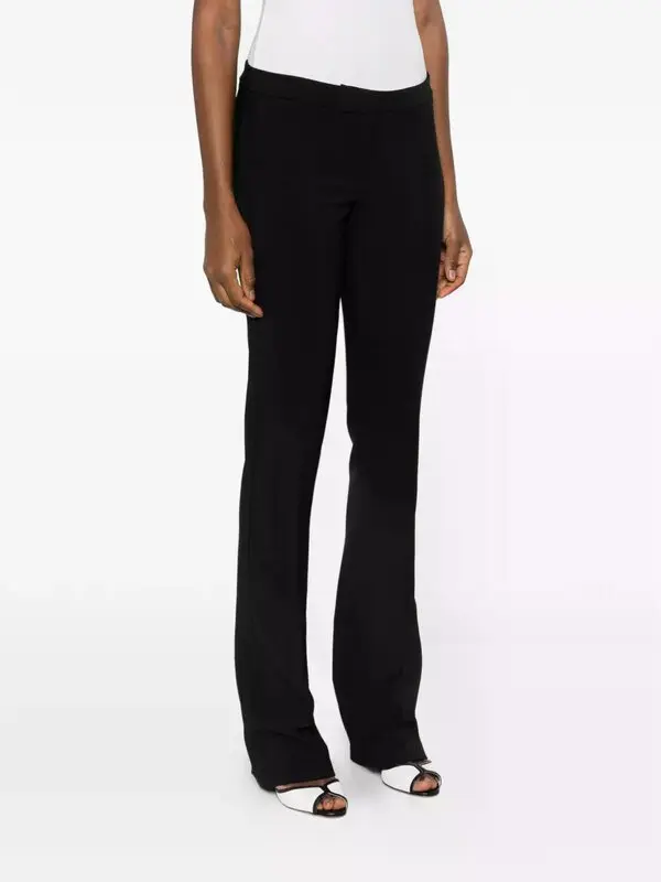 Elisabetta Franchi Lightweight Crepe Trousers With Raw-edge Trims - Black