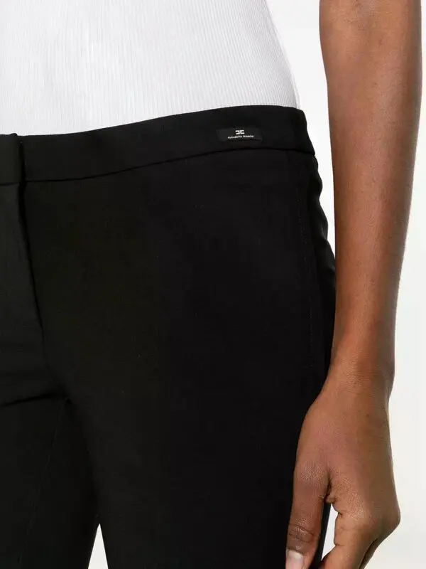 Elisabetta Franchi Lightweight Crepe Trousers With Raw-edge Trims - Black