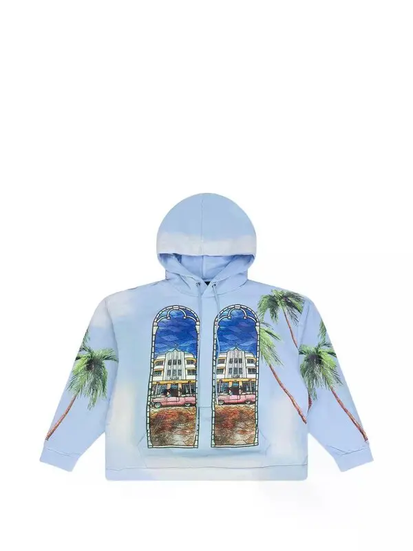 WHO DECIDES WAR BY EV BRAVADO Graphic-print Hoodie - Blue