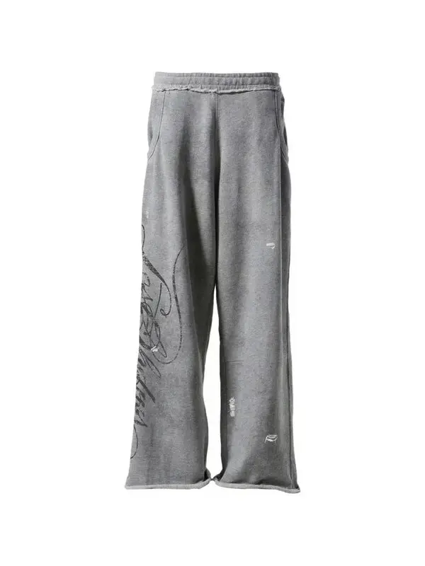 LOSTSHDWS Distressed-script Track Pants - Grey