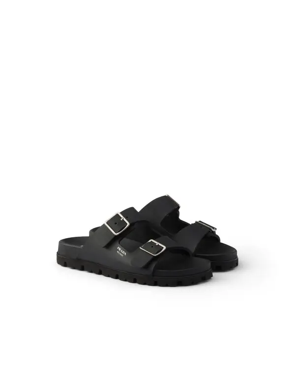 Prada Rubber Slides - Black