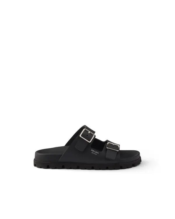 Prada Rubber Slides - Black