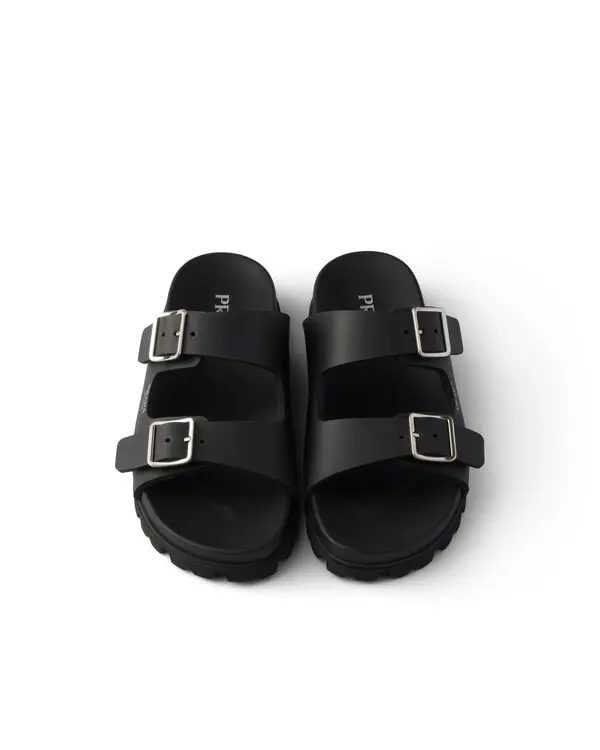 Prada Rubber Slides - Black