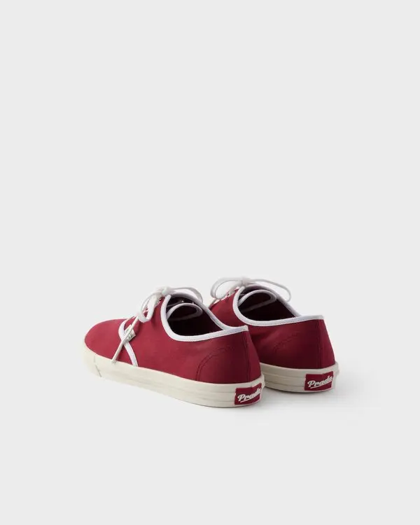 Prada Drill Fabric Laced Sneakers - Burgundy
